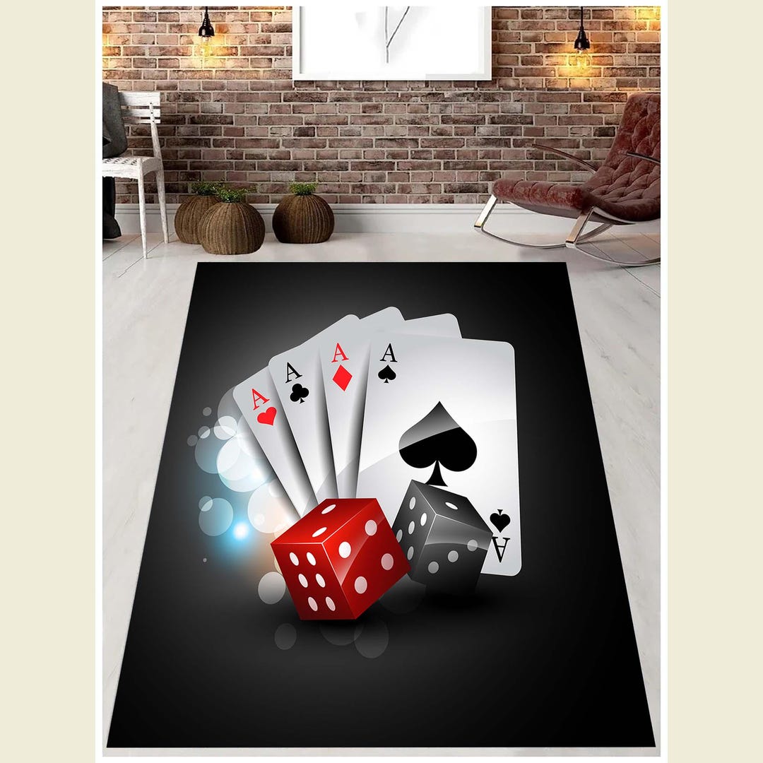Poker Dice Rug, Playing Cards, AS Card Rug, Gamer Rug, Casino Floor Rug ...