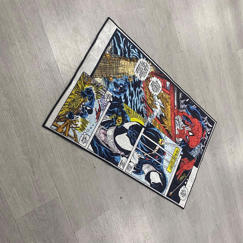 Spider-man Rug, Comic Rug, Venom Superhero Room Decor, Comic Book Art ...