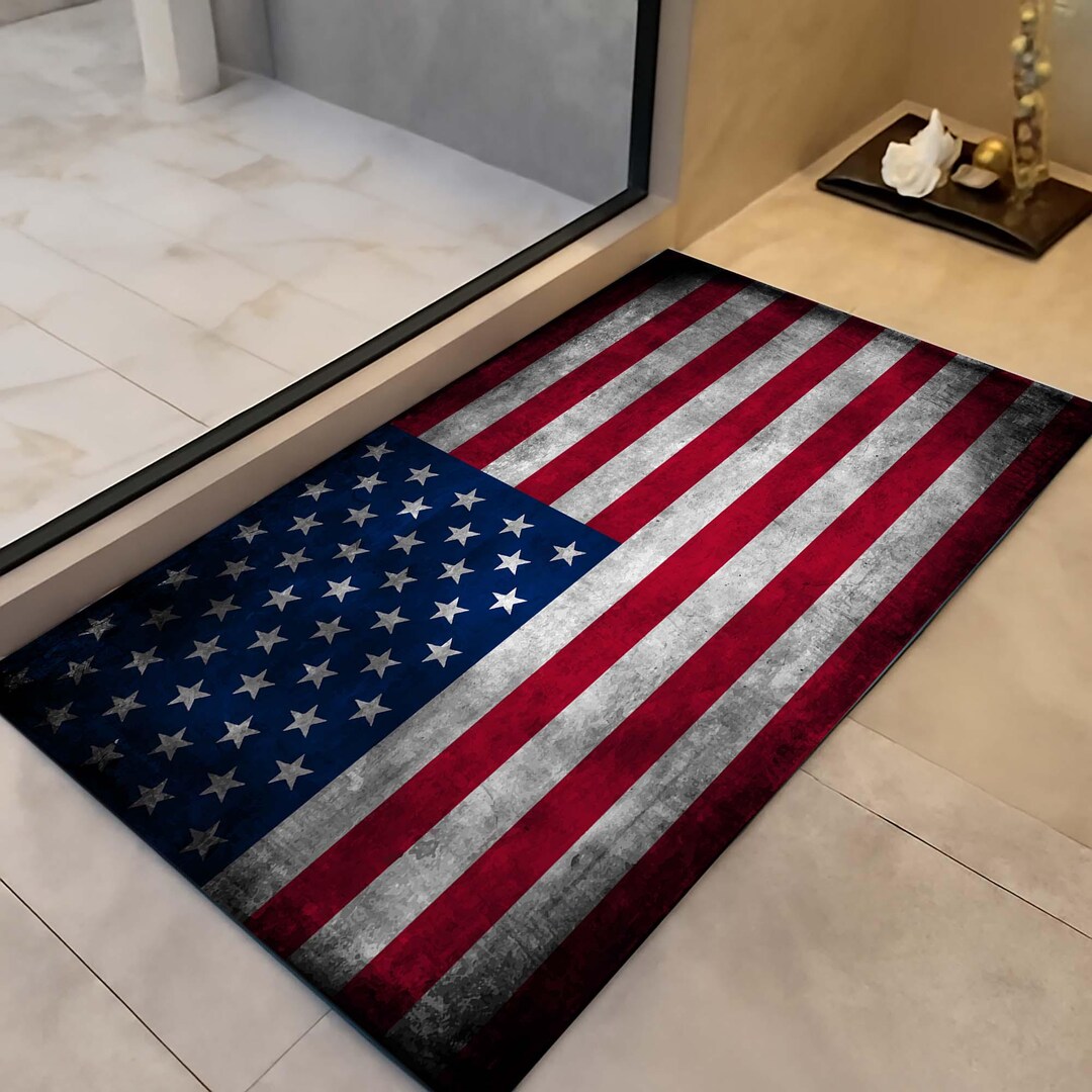 American Flag Rug, Patriotic Rug, USA Flag Mat, Stars Stripes, Bathroom ...