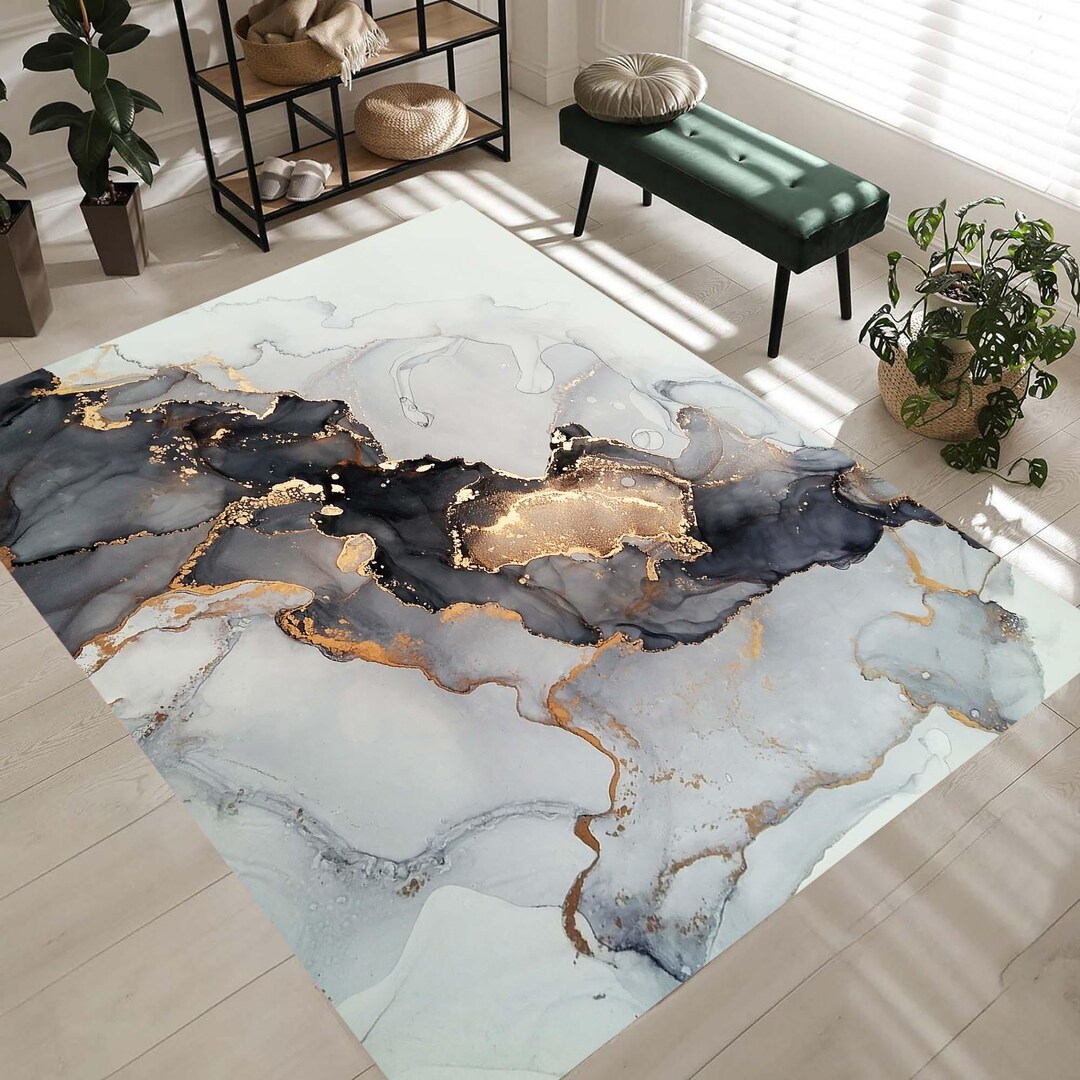 Marble Look Rug, Marble Pattern Rug, for Living Room Rug, Home Decor ...