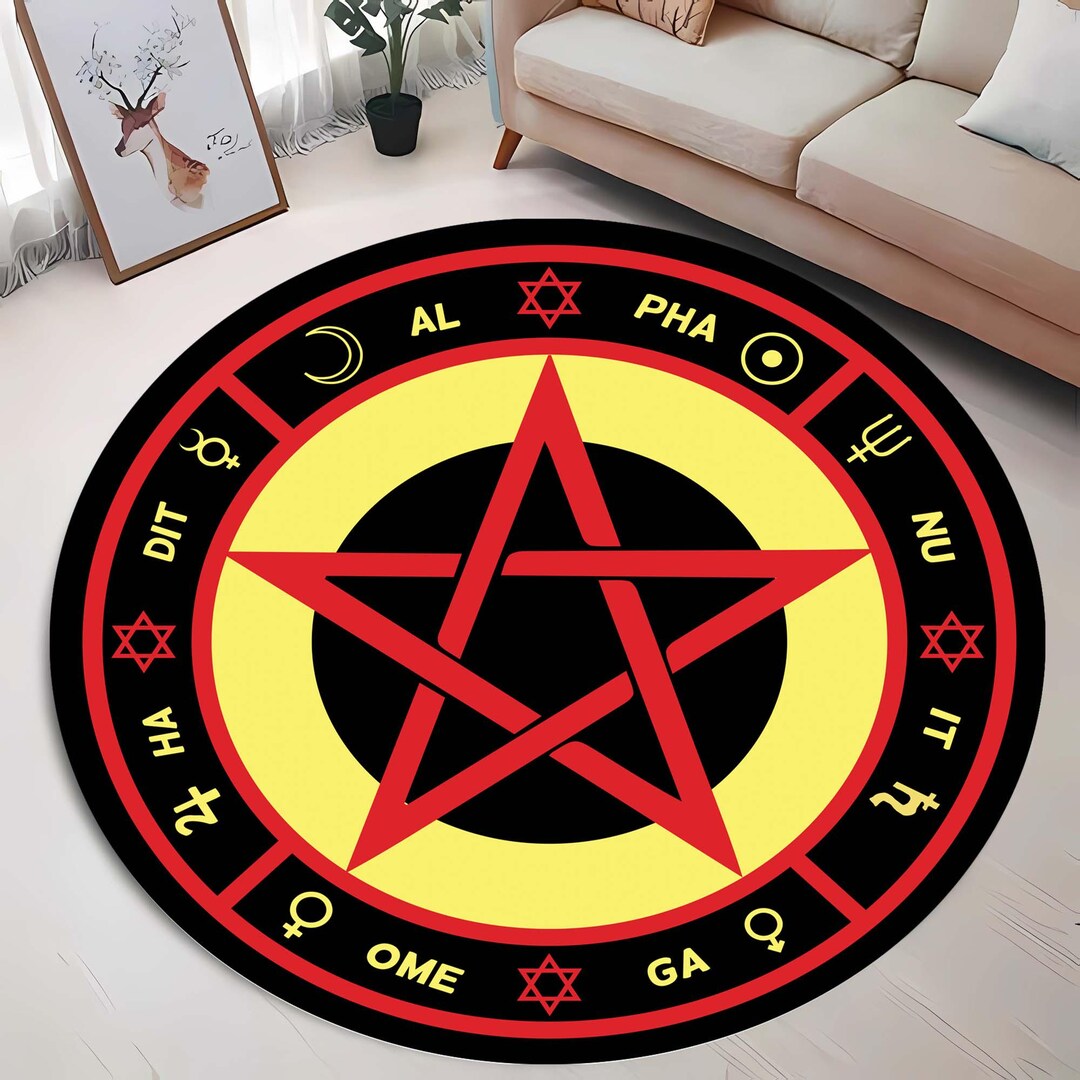 The Love Witch, Occult Pentagram Rug, Mystical Round Rug, Wiccan Altar ...