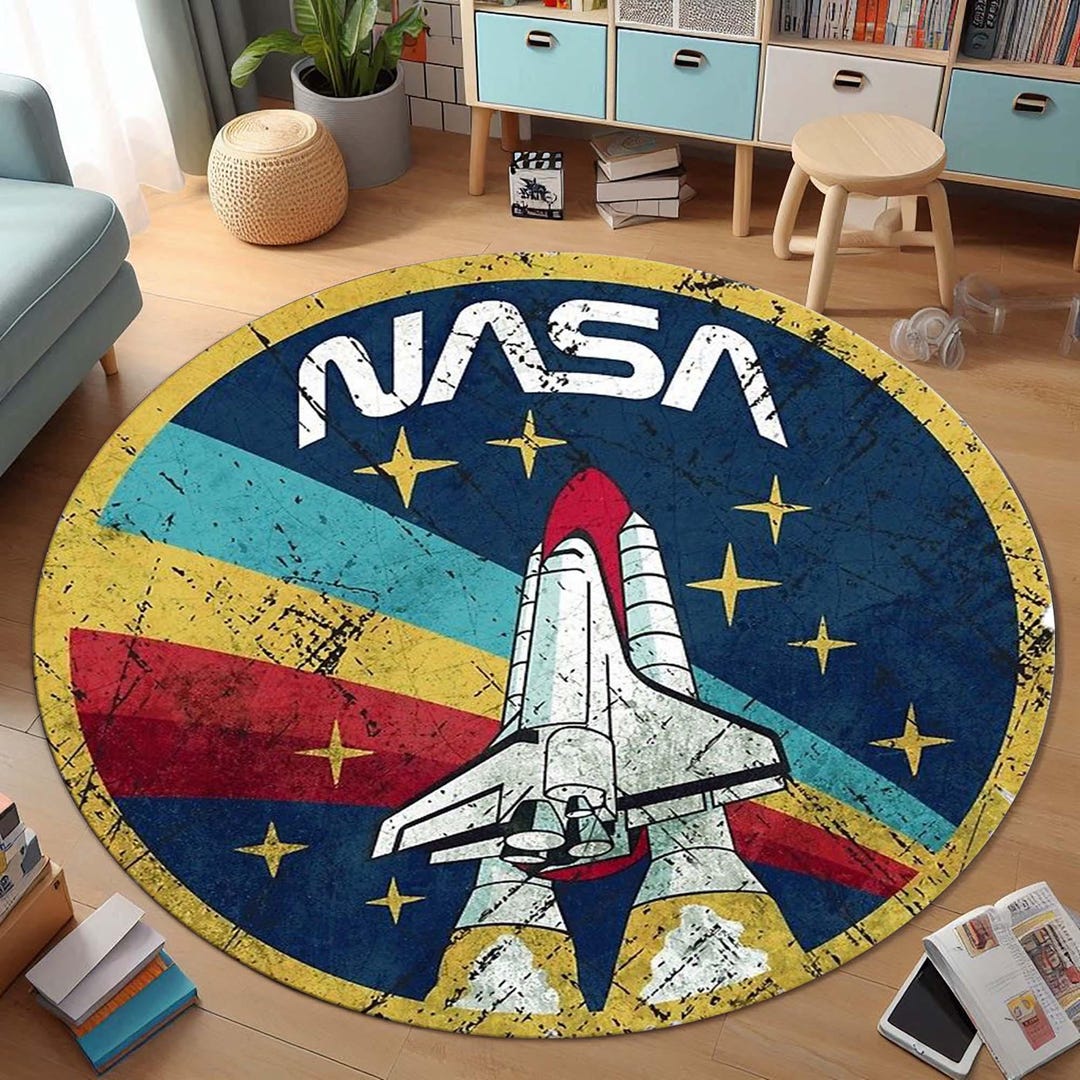 NASA Round Rug, Space-themed Decor, Modern Kids Room Rug Designs ...