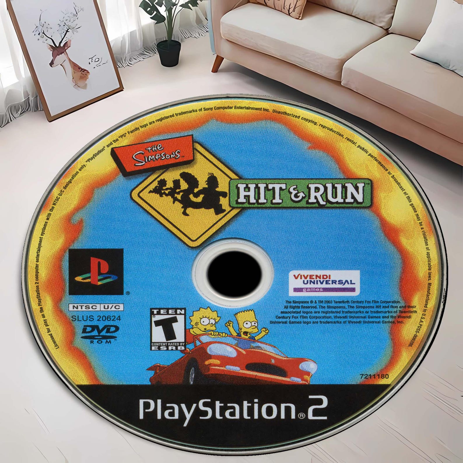 Hit Run, Video Game Rug, Gaming Rug, Popular Game Carpet, CD Record ...