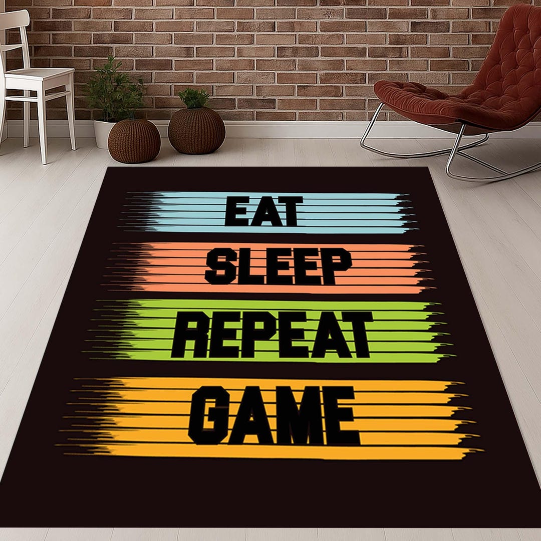 Gamer Room Rug, Eat Sleep Repeat Game, Nerdy Teen Decor - Etsy