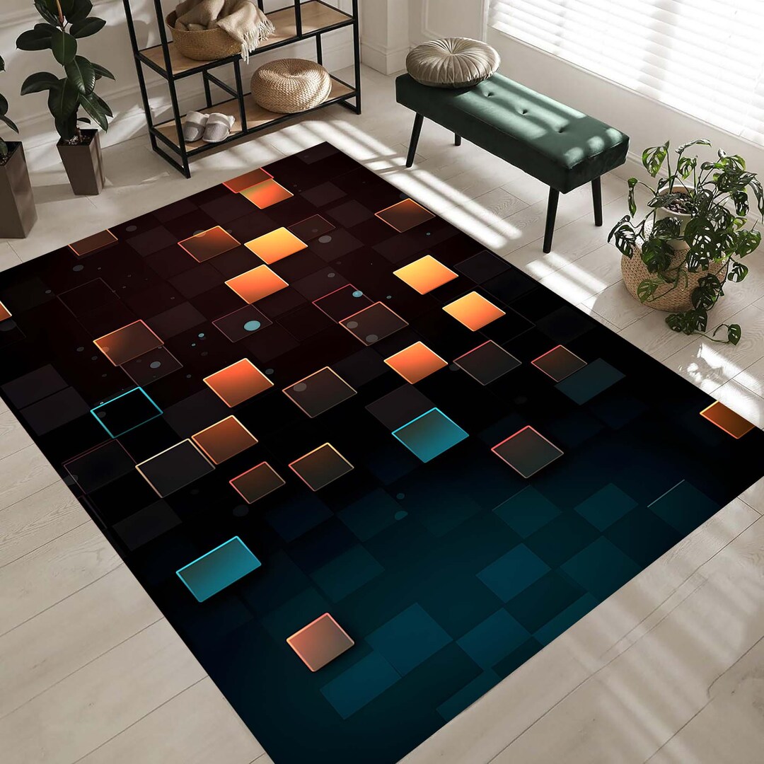 Neon Look Rug, Cool Area Rug, Gaming Room Rug, E-sport Rug, Colorful ...