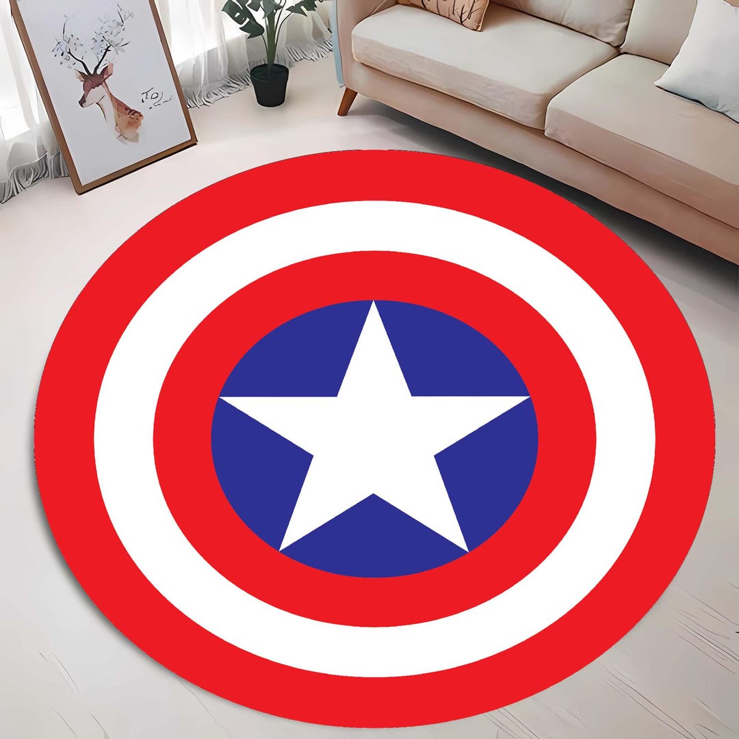Captain America Shield Round Rug, Captain America, Round Rug, Round ...