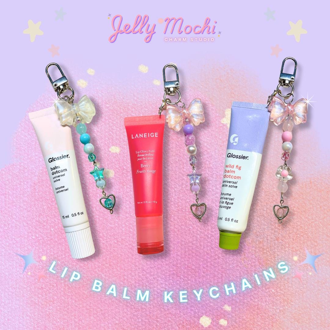 Cute Lip Balm Keychains Pastel Colors, Coquette Style - Etsy