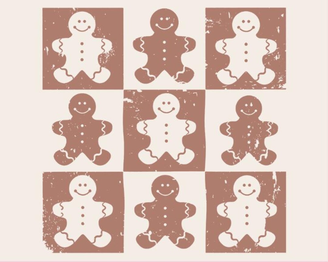 Retro Checkered Gingerbread Man PNG, Trendy Distressed Christmas PNG ...
