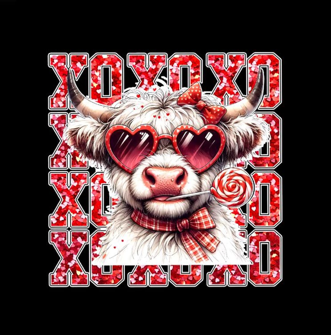 Xoxo Valentine Highland Cow Vibes Png, Valentine Coquette Png ...