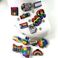 Pastel Trans Pride Heart Shoe Charms Set: Blue, Pink & White LGBTQ+ ...