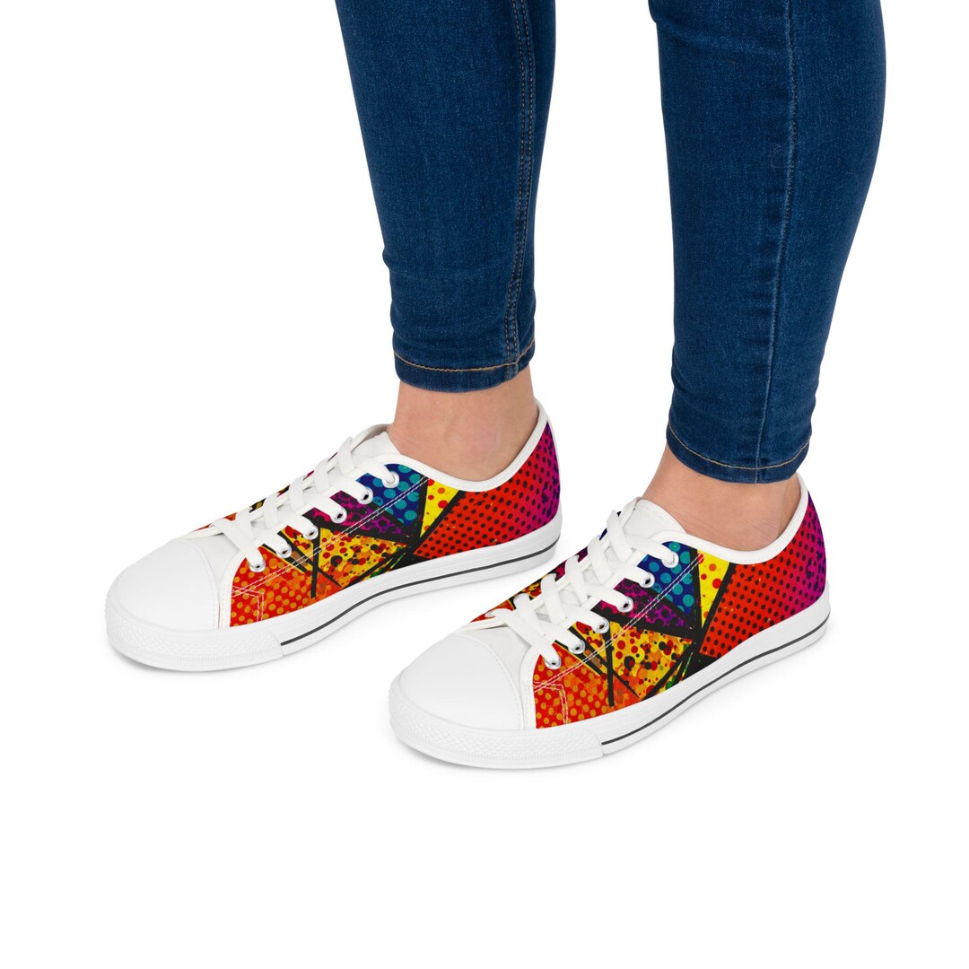 Colorful Retro Women's Sneakers, Vintage Style Shoes, Bright Patterned ...