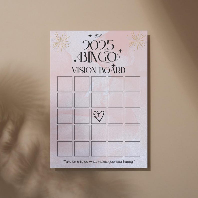 2025 Vision Board Bingo Card Printable Card, New Year Bingo, 2025 Bingo ...