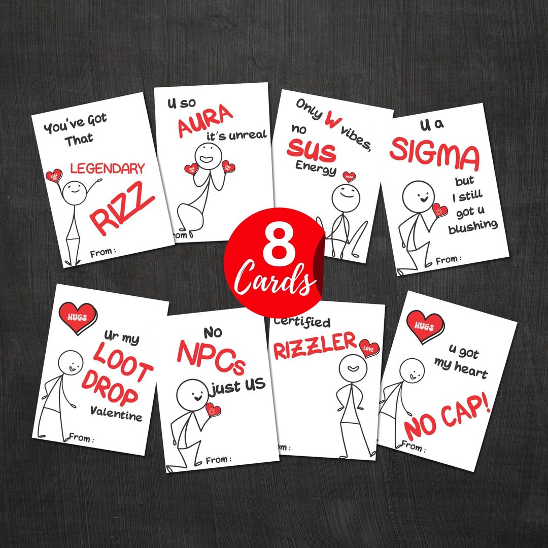 Slang Kids Valentines Cards, Gen Z Alpha Slang, New Stick Figure ...