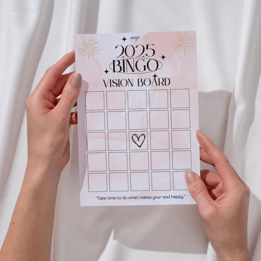 Vision Board Bingo Template, A4, New Year Bingo, 2025 Bingo New Year ...