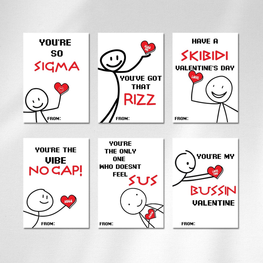 Slang Kids Valentine's Day Cards Funny Printable Classroom Valentine ...