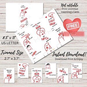 Slang Kids Valentines Cards, Gen Z Alpha Slang, Stick Figure Classroom ...