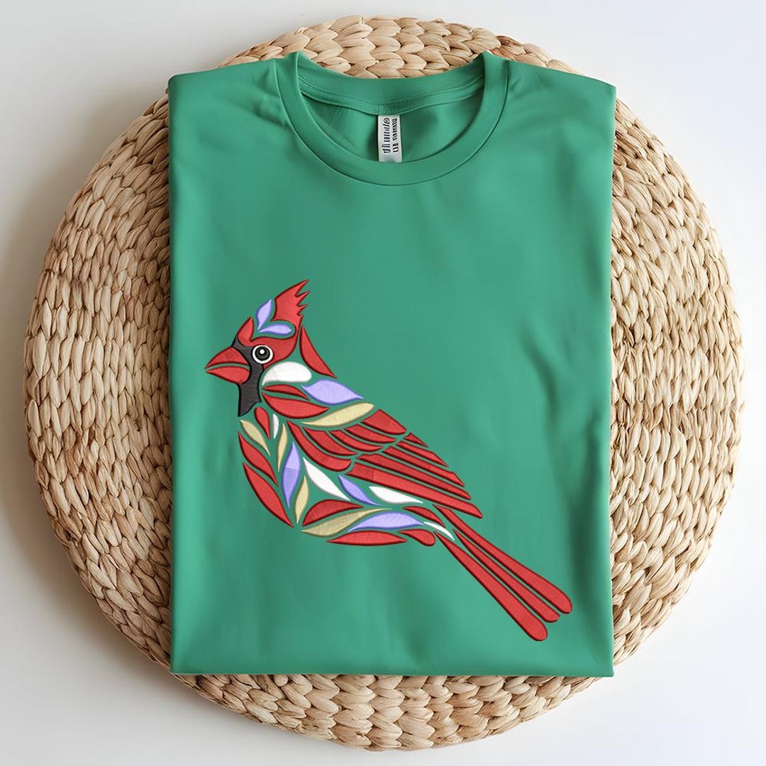 Cardinal Perch Embroidery Design, Cardinal on Branch Embroidery Design ...