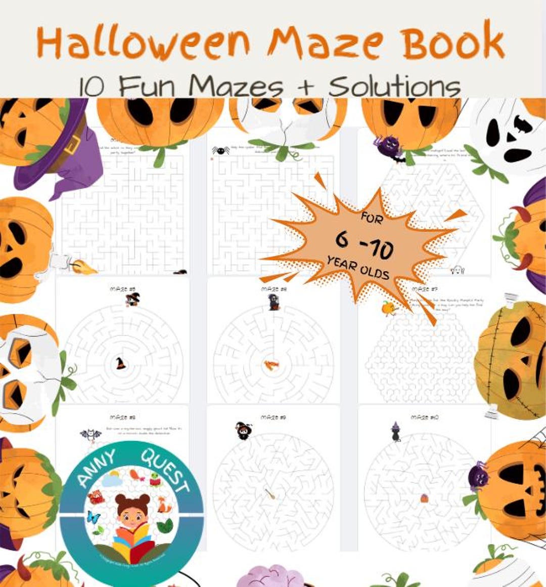 Halloween Maze Game for Kids: 10 Printable Mazes (PDF Download) - Etsy