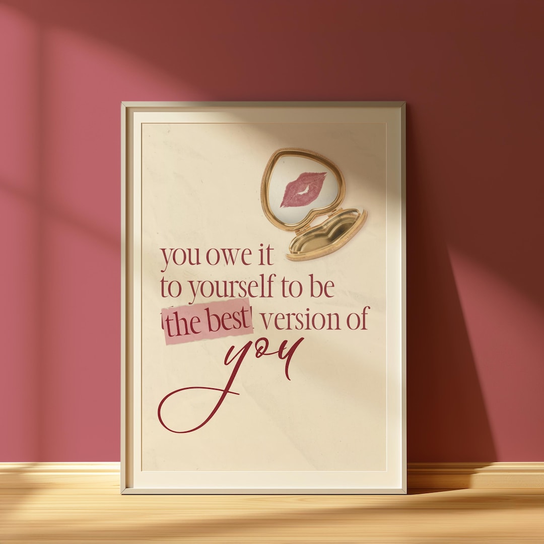 Motivational Coquette Aesthetic Wall Art | Beige & Pink Minimalist ...