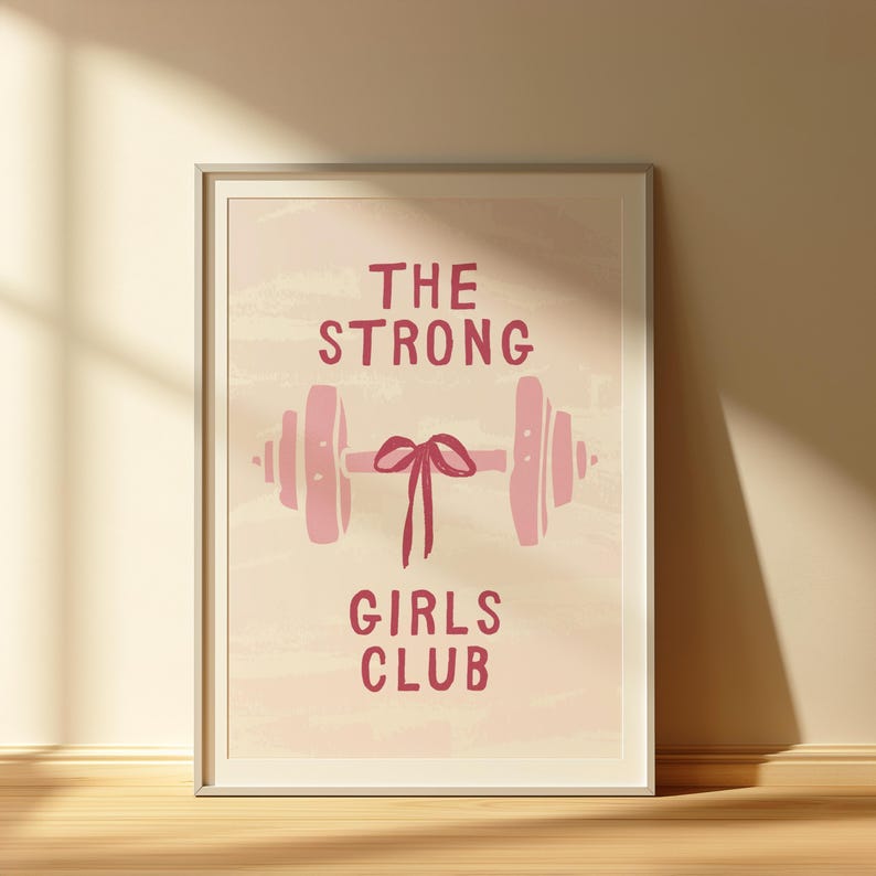 Strong Girls Club Wall Art, Gym Wallpaper Decor, Coquette Room Decor ...