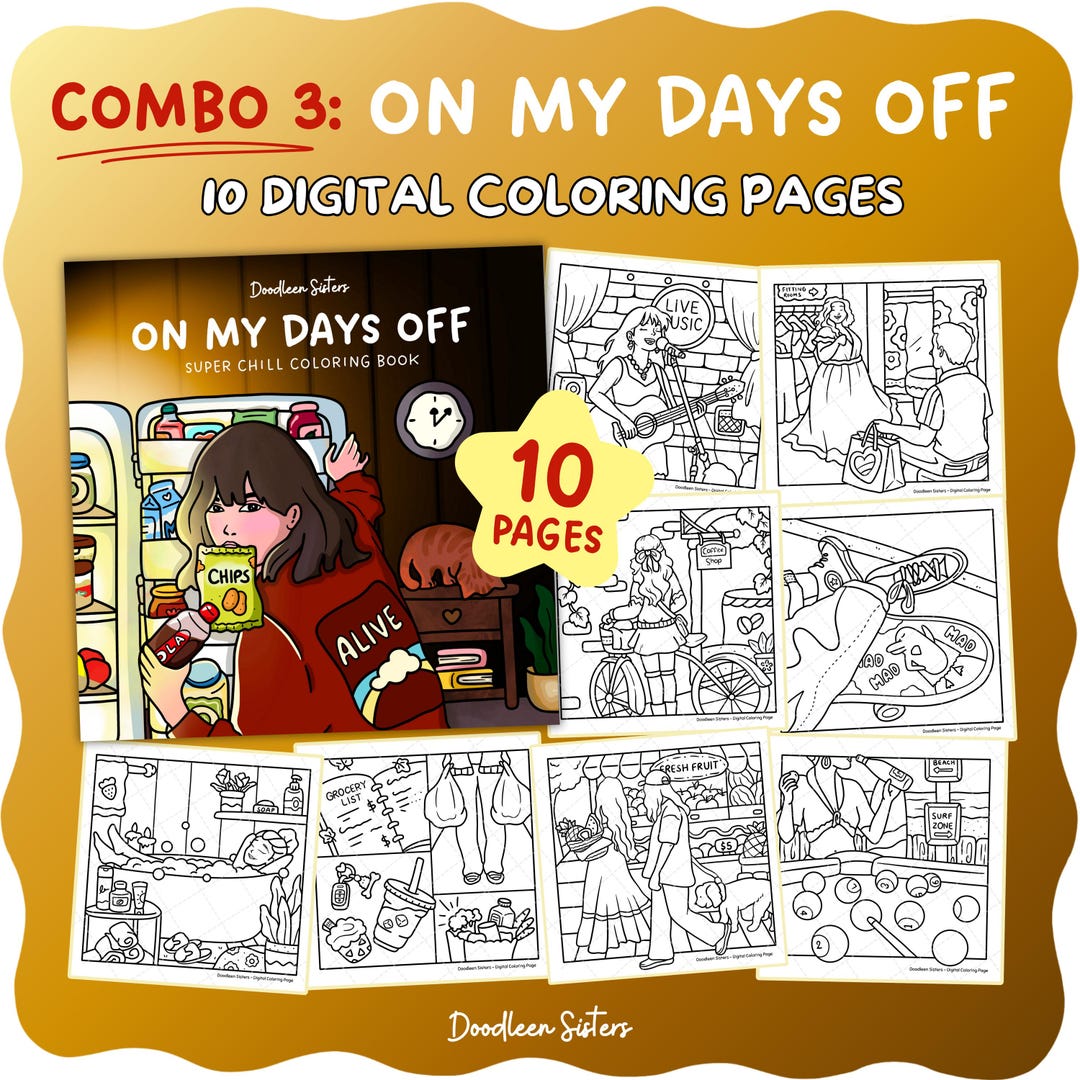 On My Days off | Combo 3: Super Chill and Fun Coloring Pages by ...