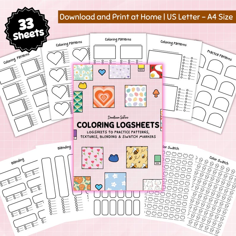 ULTIMATE Coloring Pattern Pages Practice Logsheets, Color Swatch Charts ...