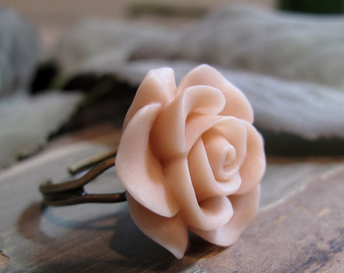 Flower Ring Pink Rose Bloom Ring Adjustable Metal Band - Etsy