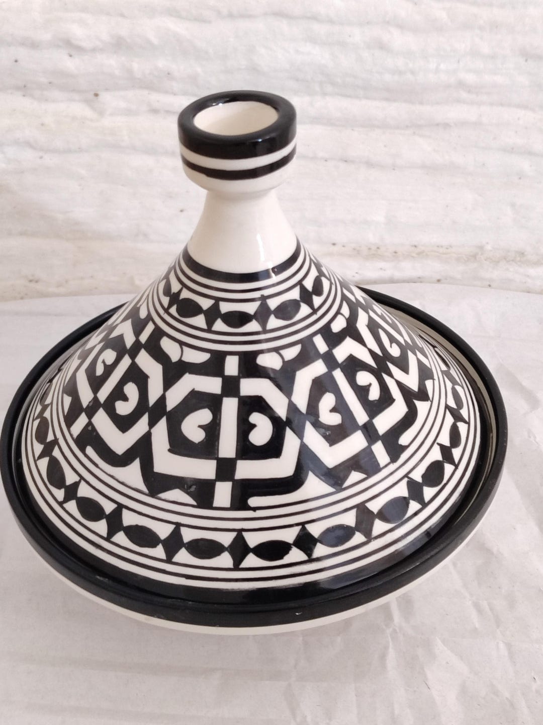 Black-and-white Tajine Pots for Serving Dish Moroccan Tajine, Ceramic ...