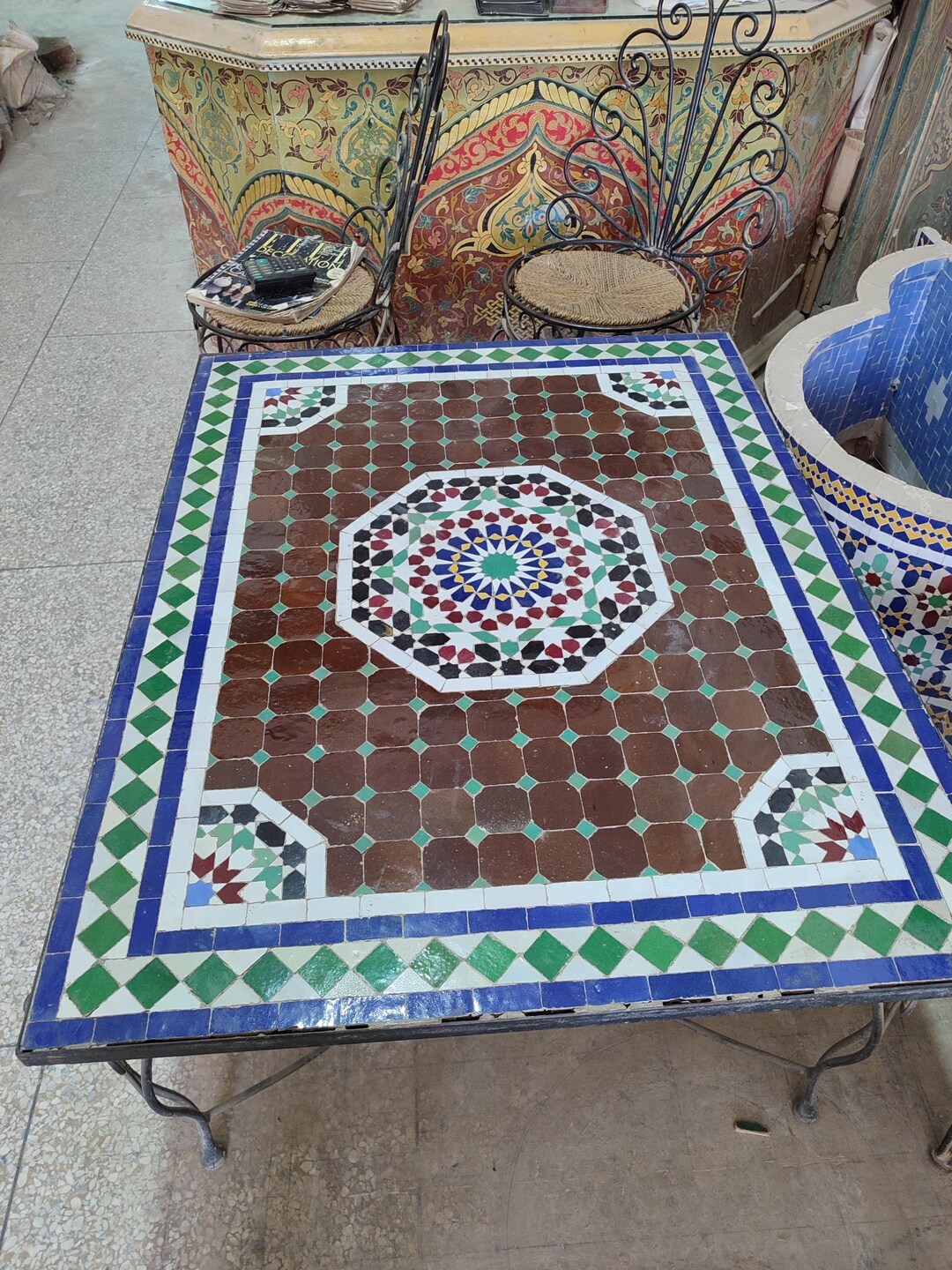Moroccan Zellige Mosaic Coffee Table, Moroccan Handmade Rectangular ...