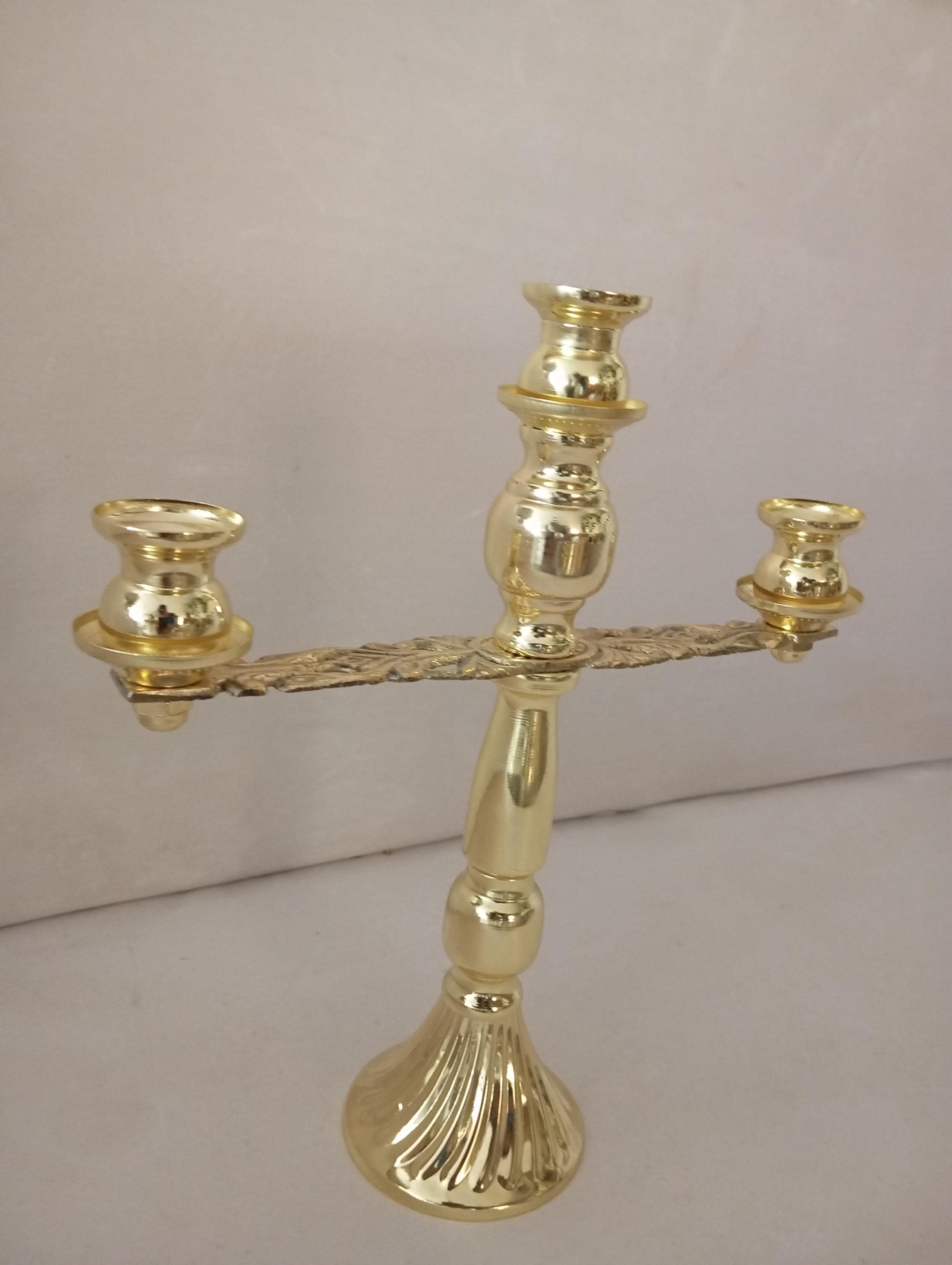 Handcrafted Brass 3 Arm Candle Holder – Antique Style Candelabra ...