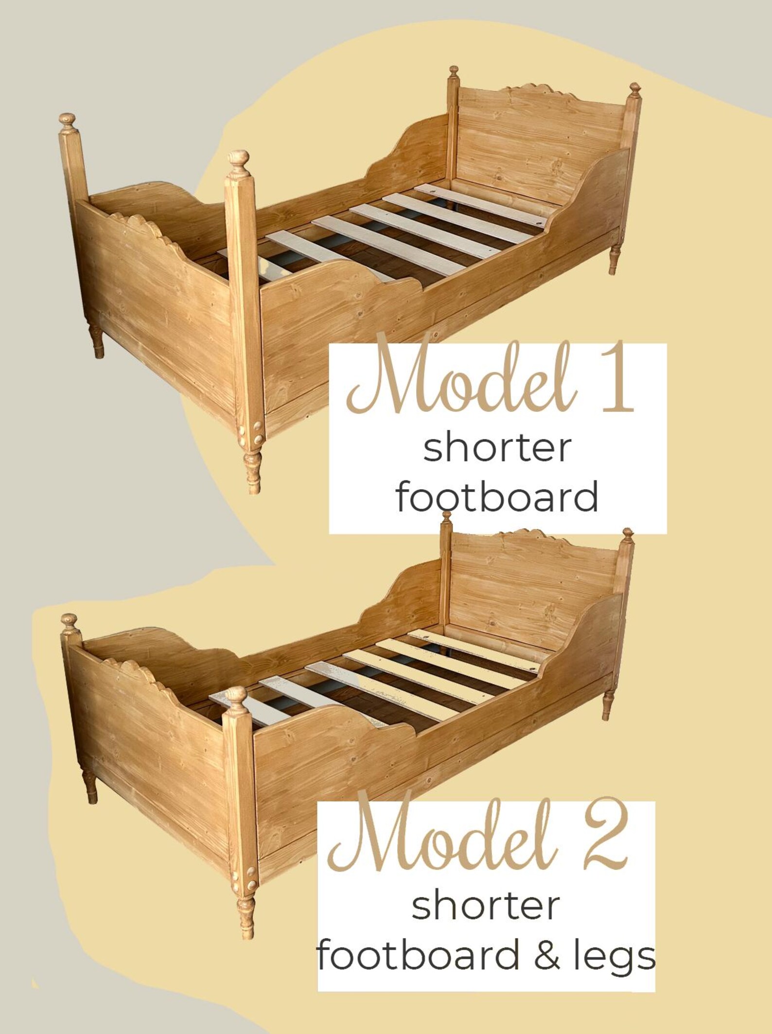 Vintage Sleigh Bed NEW, in Any Size and Color, Antique Pine, Natural ...