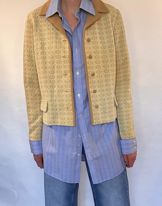 Vintage 1960s Crimplene Cropped Blazer in Floral Prin… - Gem