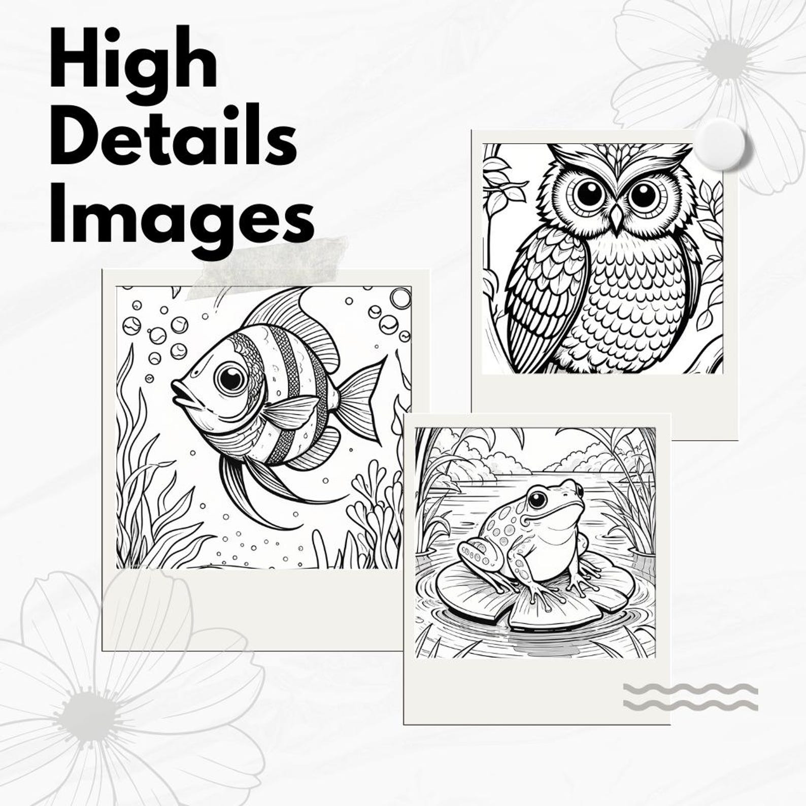 20+ Animals Coloring Pages for Kids and Adults High Details Art - Etsy