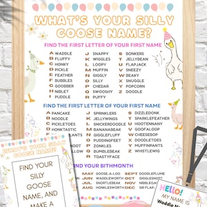 Silly Goose Birthday Name Game: Editable Party Activity (digital ...