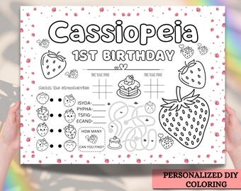 Strawberry Activity Sheet | Party Favor | Berry First Birthday Activity ...