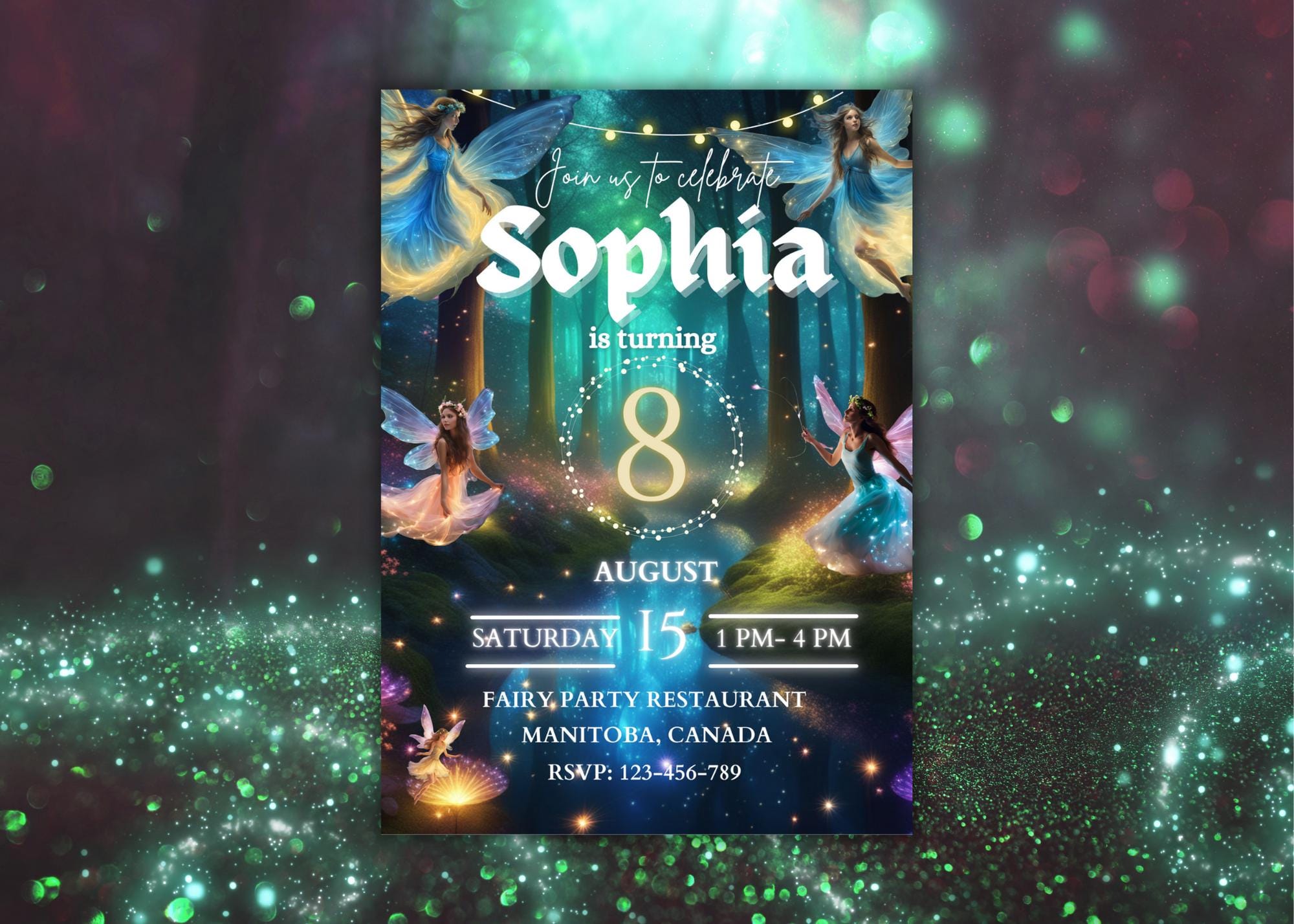Enchanted Fairy Birthday Invitation: Garden Party (5x7" Canva Template ...