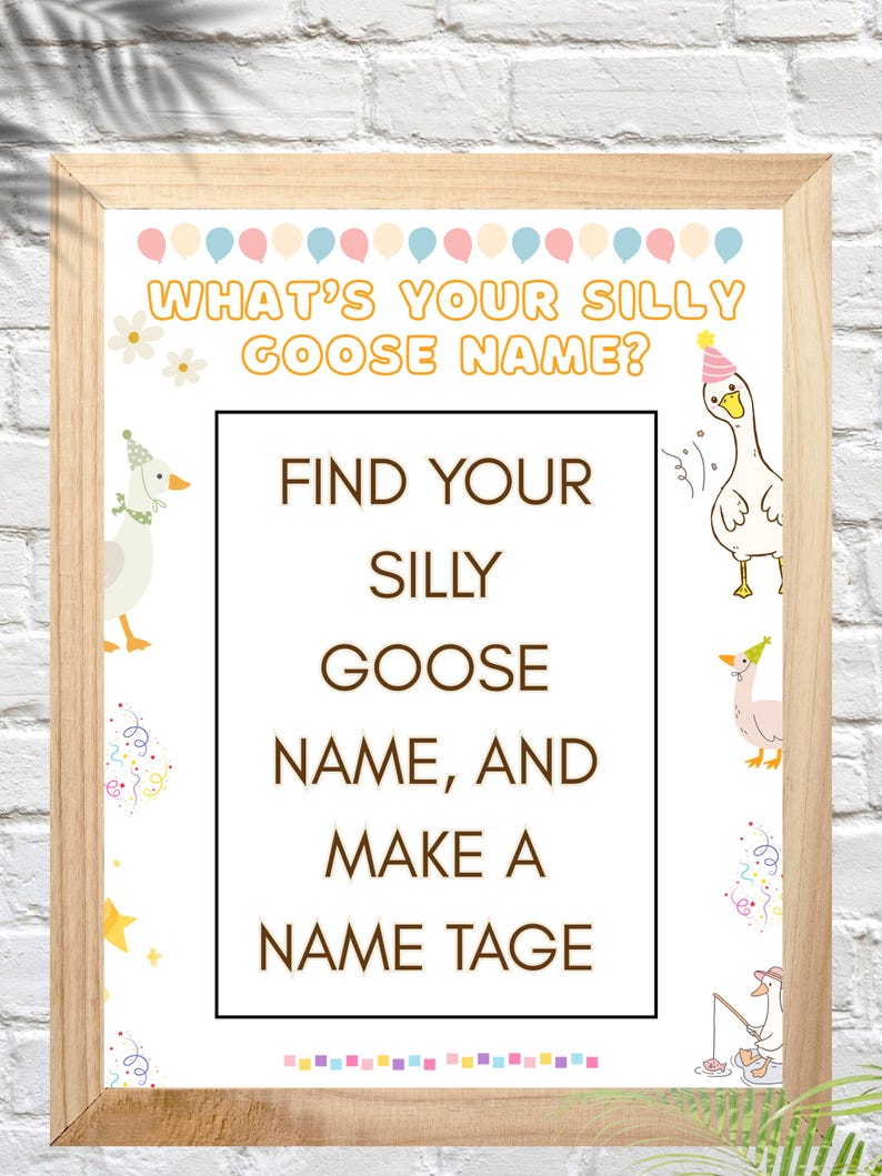 Silly Goose Birthday Name Game: Editable Party Activity (digital ...