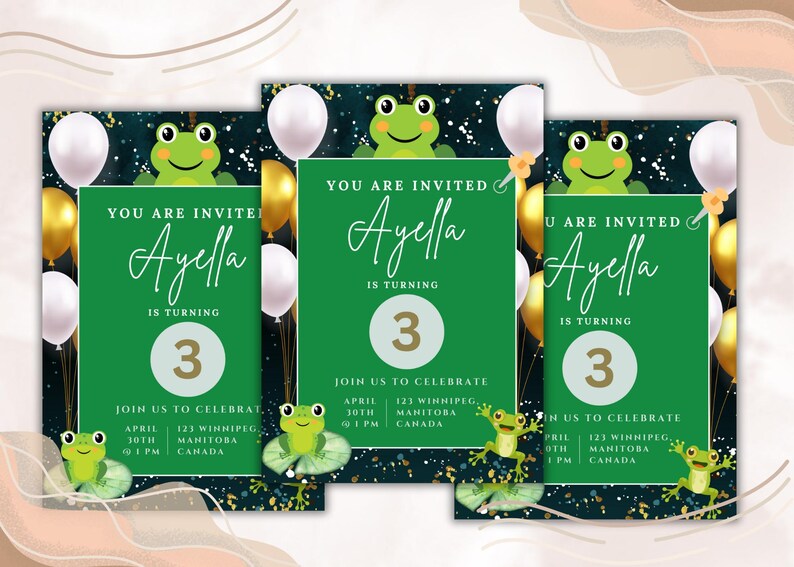 Frog Birthday Invitation Template: Editable Amphibian Party Invite - Etsy
