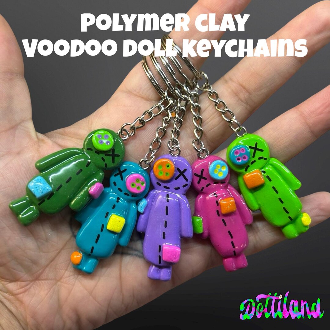 Keychain | Hand Sculpted and Painted Polymer Clay Vodoo Doll Keychain ...