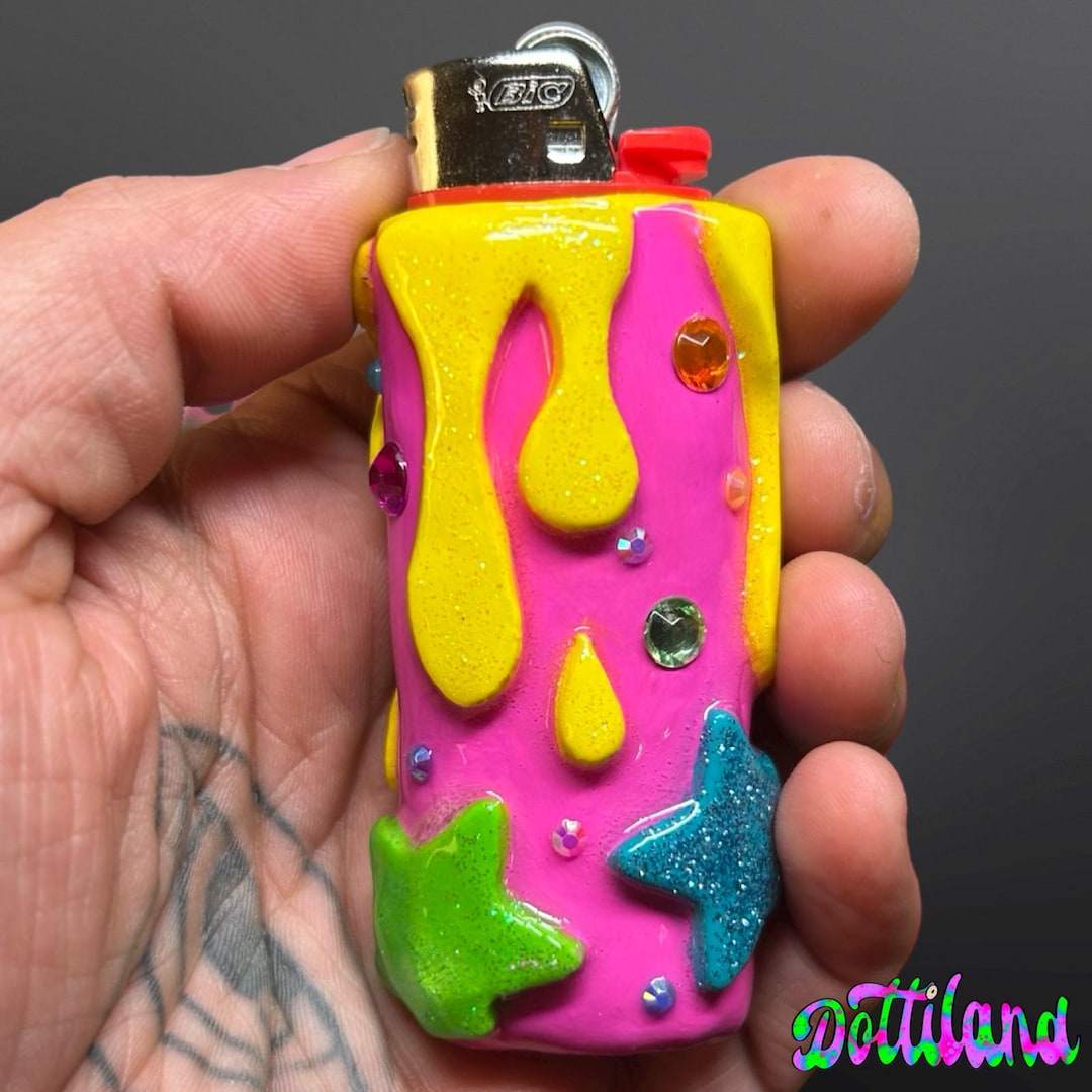 Pink Drippy Star Lighter Case | Hand Sculpted With Polymer Clay ...