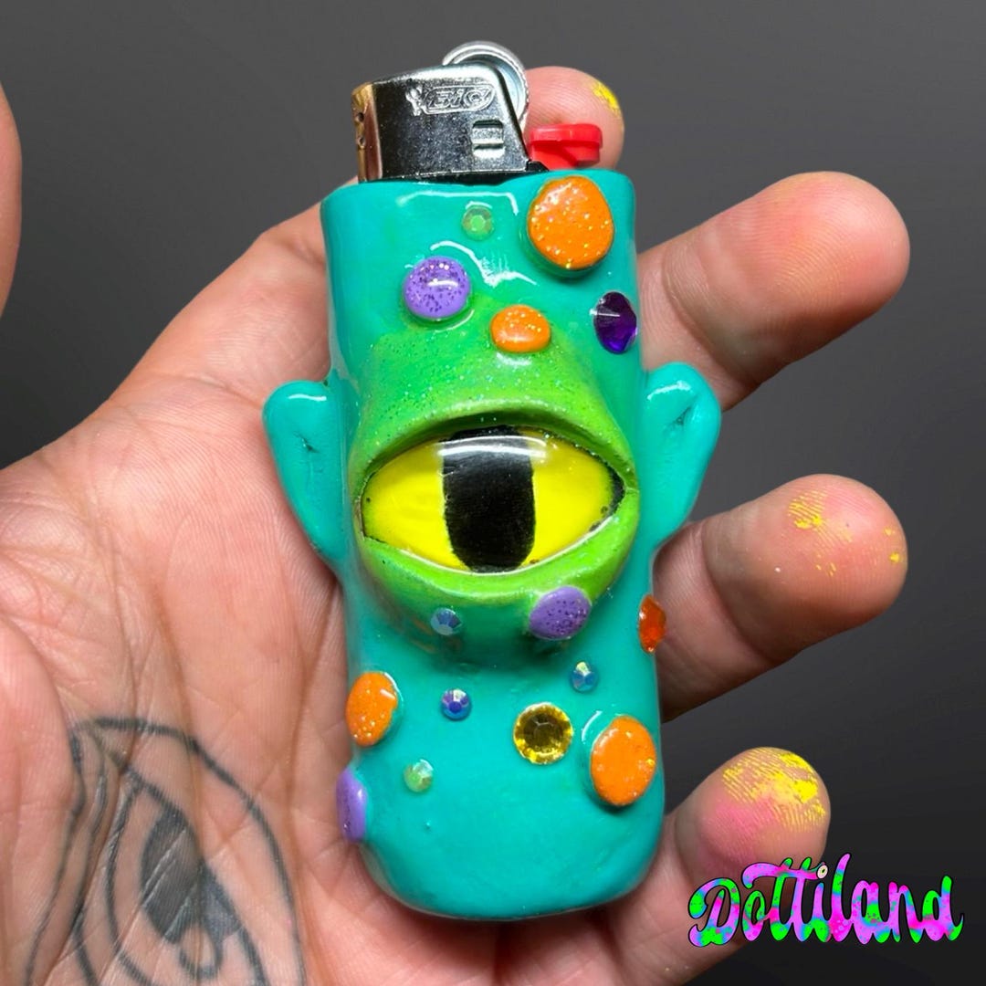 Blue Mutant Lighter Case Hand Sculpted With Polymer Clay & Painted ...
