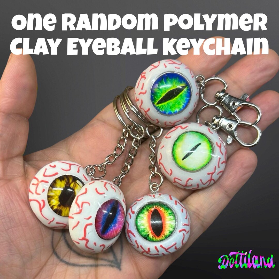 Hand Sculpted Polymer Clay Eyeball Keychain: Unique Handmade Charm - Etsy
