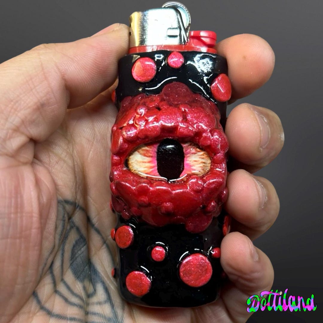 Black Dragon Eye Lighter Case | Hand Sculpted With Polymer Clay ...