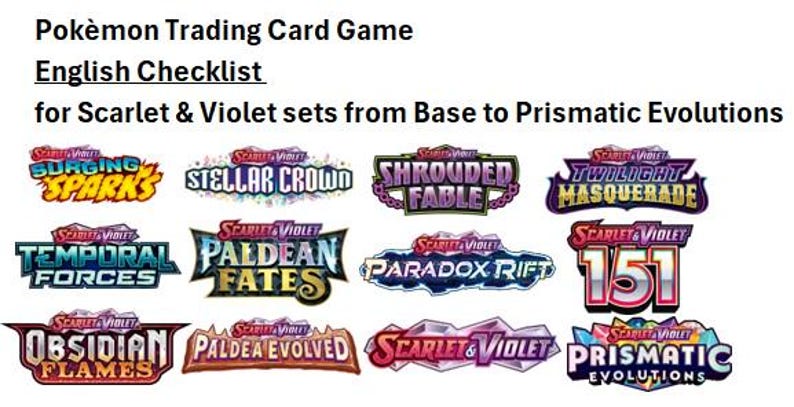 Pokemon Master Set Excel Checklist - Pokemon TCG - Spreadsheet of Every ...