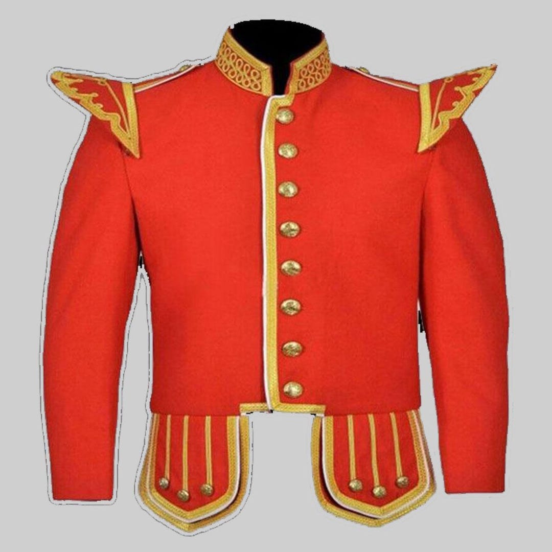 Bagpiper Military Doublet Jacket Tunic Red Jacket 100% Wool Custom Made ...