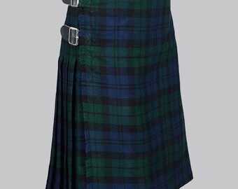 Highland Black Watch 8 Yard Tartan Kilt - Handmade Scottish Kilts | Kiltcrafter - Etsy
