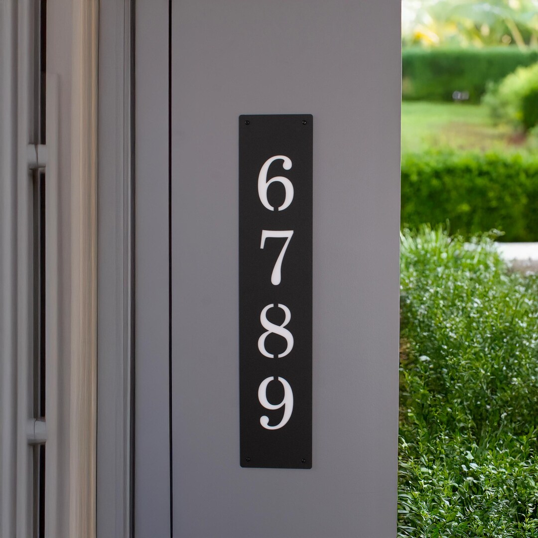 Custom Vertical Metal House Number Sign - Modern & Durable With Bold ...