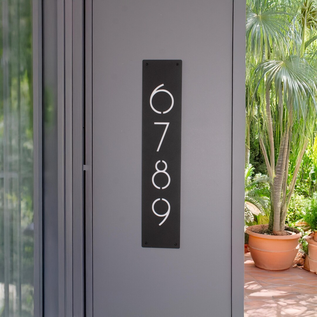 Custom Vertical Metal House Number Sign - Modern & Durable With Bold ...