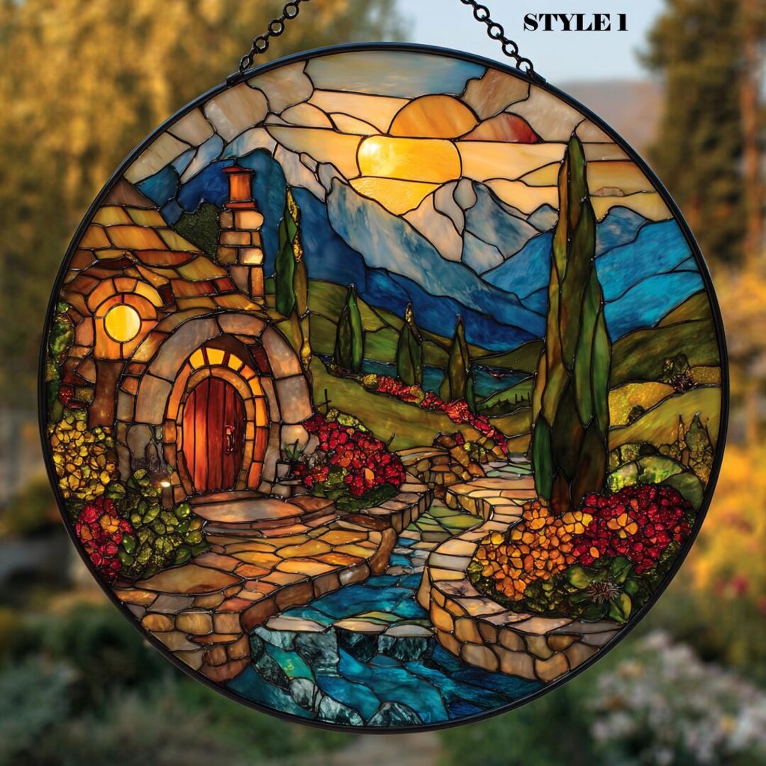 Shire Stained Glass Suncatcher, Shire Glass Window Hanging, Countryside ...