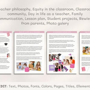 Pink Watercolor Teacher Portfolio Template: Canva Resume, Cover Letter ...